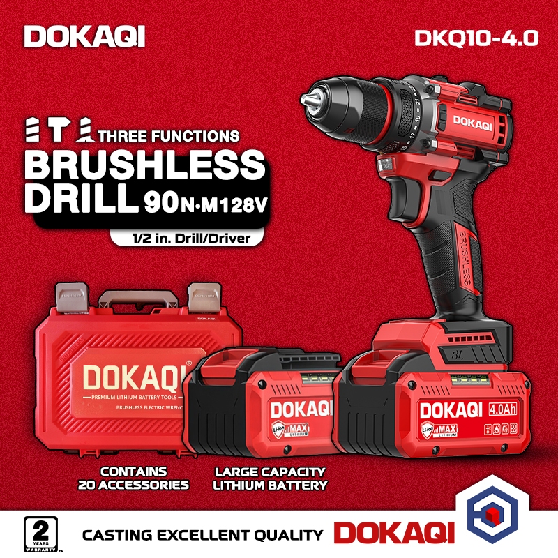 DOKAQI Cordless Barena Drill Brushless impact drill Electric screw ...