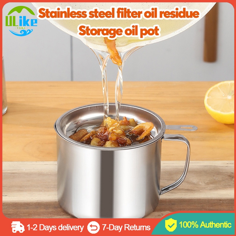 304 Stainless Steel oil filter storage tank Oil Pot Oil Strainer ...