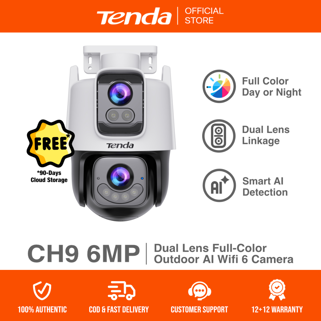 Tenda CH9 6MP Full Color Security Wifi 6 AI Camera | Dual Lens ...