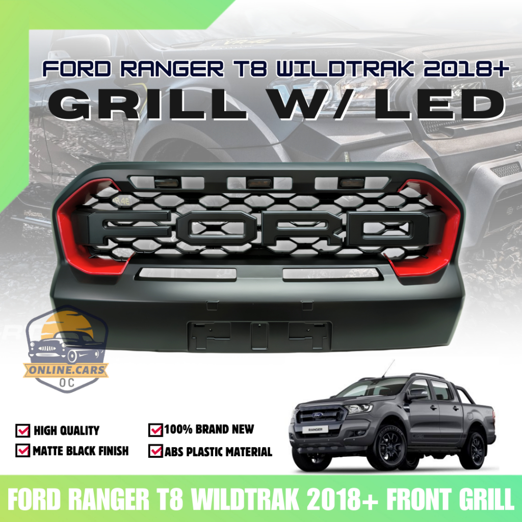 OC FORD RANGER T8 WILDTRAK 2018+ FRONT GRILL WITH LED (10092) | Shopee ...