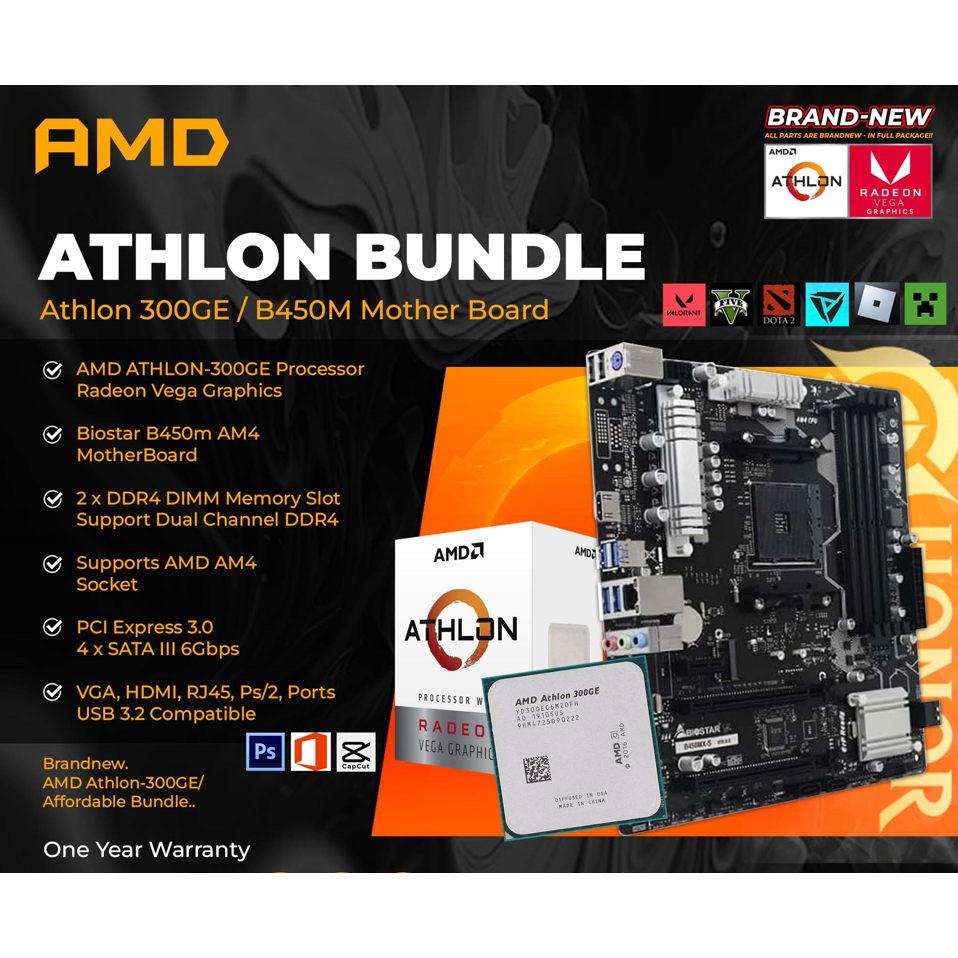 AMD ATHLON 300GE PROCESSOR MOTHERBOARD HEATSINKFAN ALL BRAND NEW BUNDLE ...
