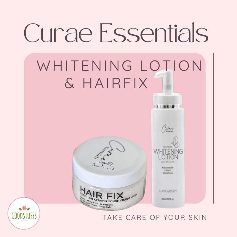 CURAE ESSENTIALS Premium Whitening Lotion + Hairfix | Shopee Philippines