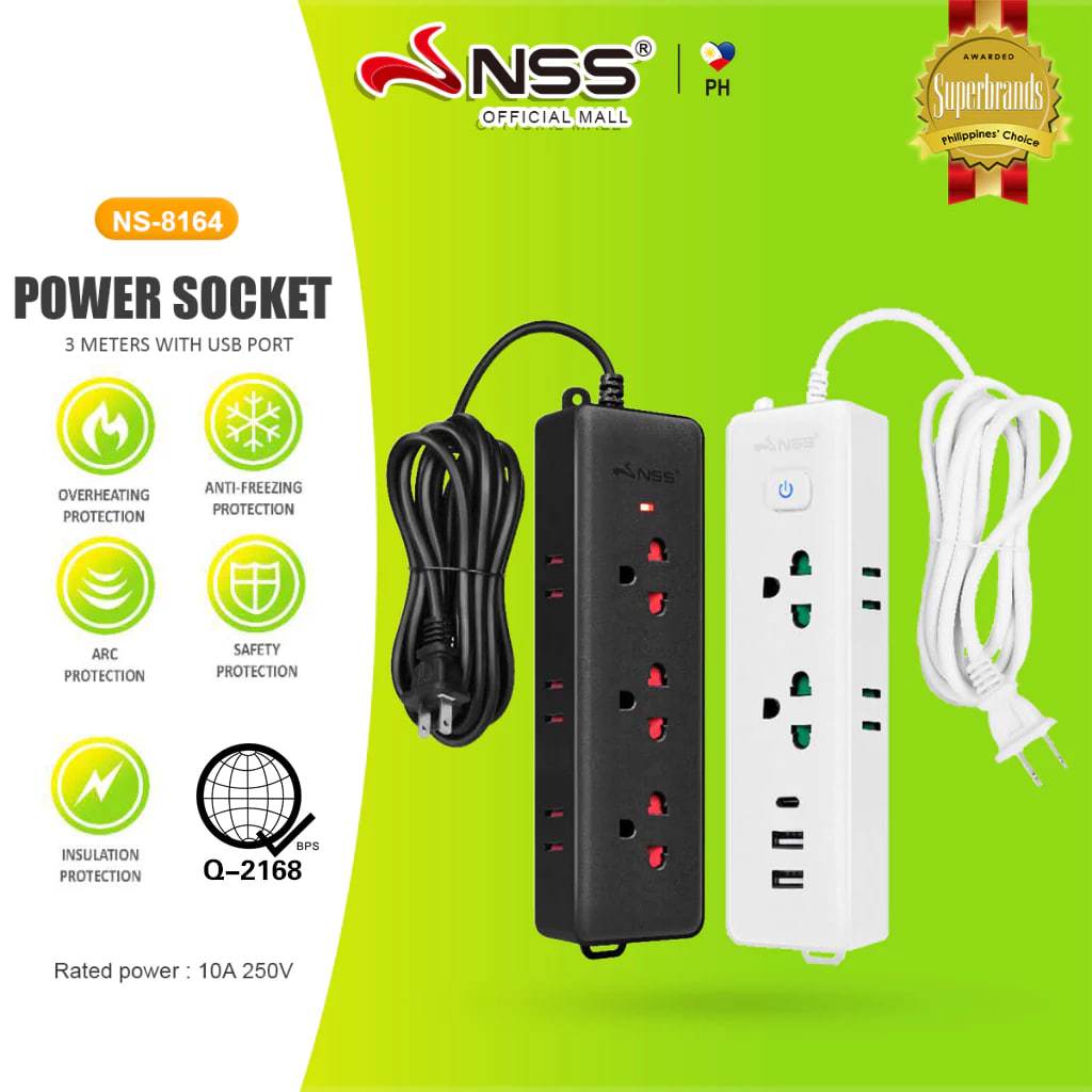 NSS Multi-Function Power Socket Outlet 3M with USB Ports Multi-Hole ...