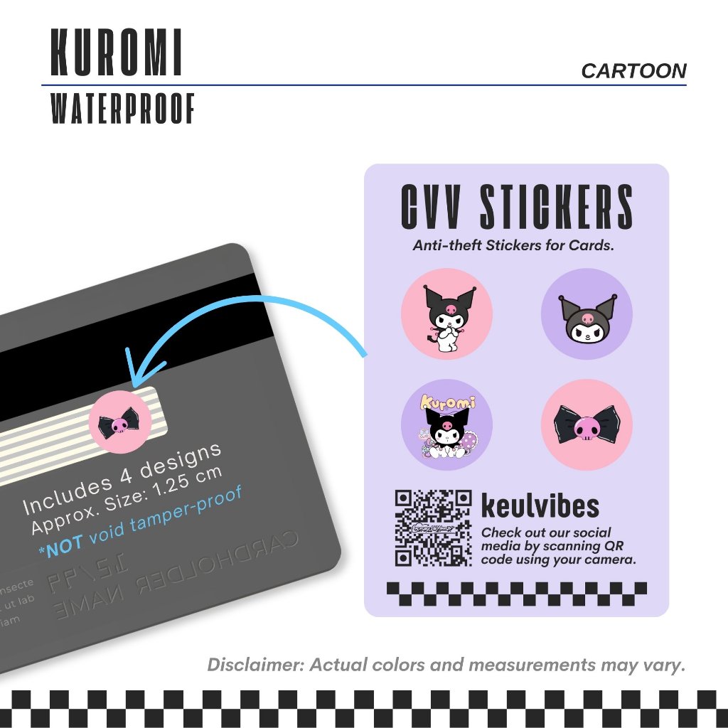Sanrio Kuromi Cinnamoroll CVV Card Sticker (NOT TAMPER PROOF) / Anti ...