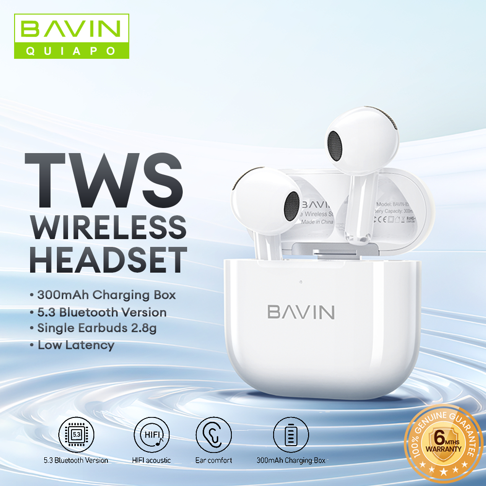 BAVIN BA85 TWS Wireless Earphones Hi-Fi Compact Slim Perfect Fit ...