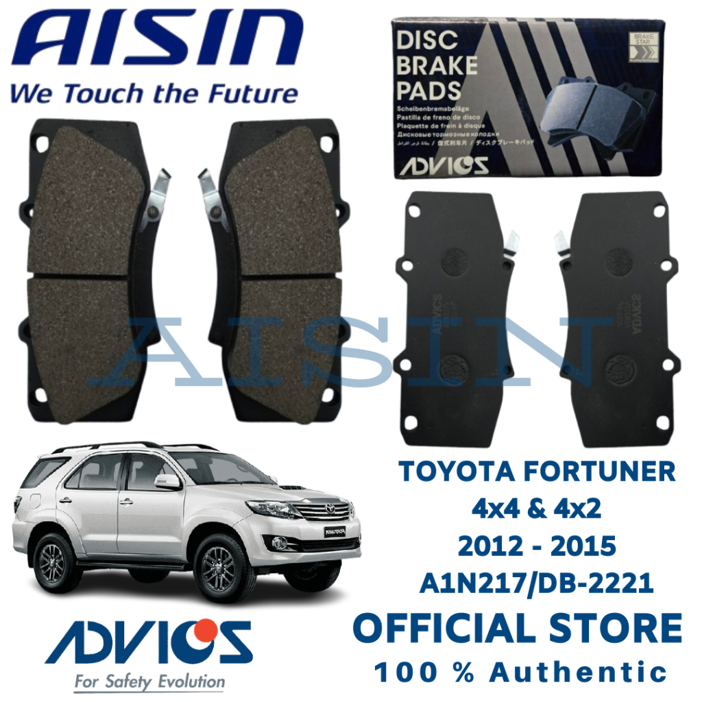AISIN / ADVICS Brake Pad Front for Toyota Fortuner 4x2, 4x4 2012-2015 ...