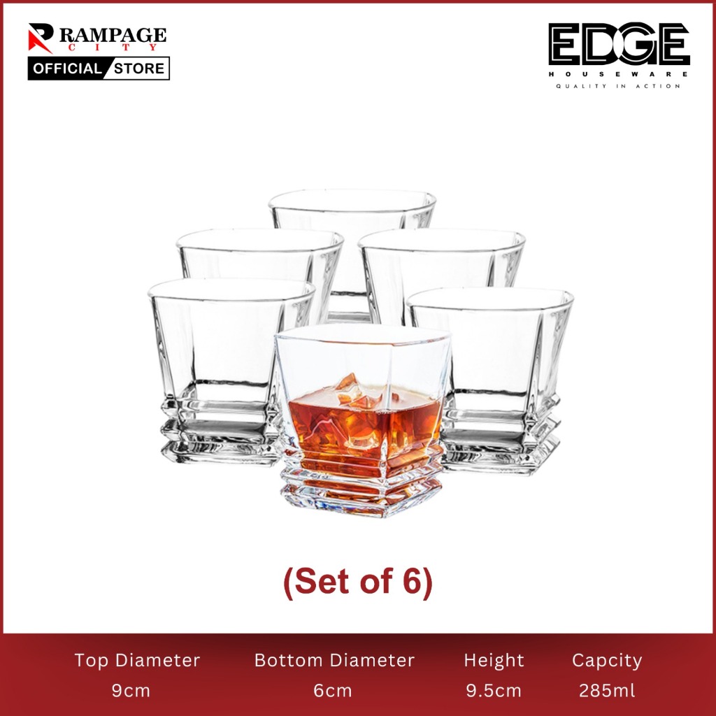 Edge Houseware Twisted Whiskey Glass 285ml Set of 6 | Shopee Philippines