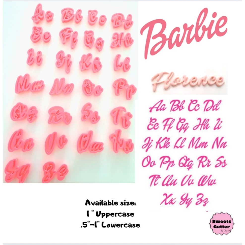 Complete Set Barbie Font Letter Fondant Cake Cookie Cutter Stamp ...