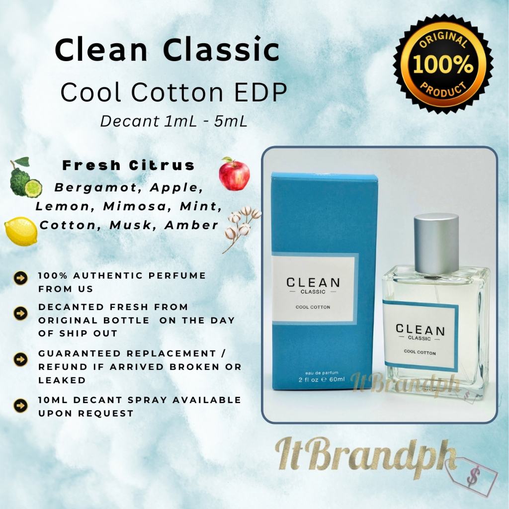 Decant Clean Classic Cool Cotton Eau de Parfum for Men and Women (NOT ...