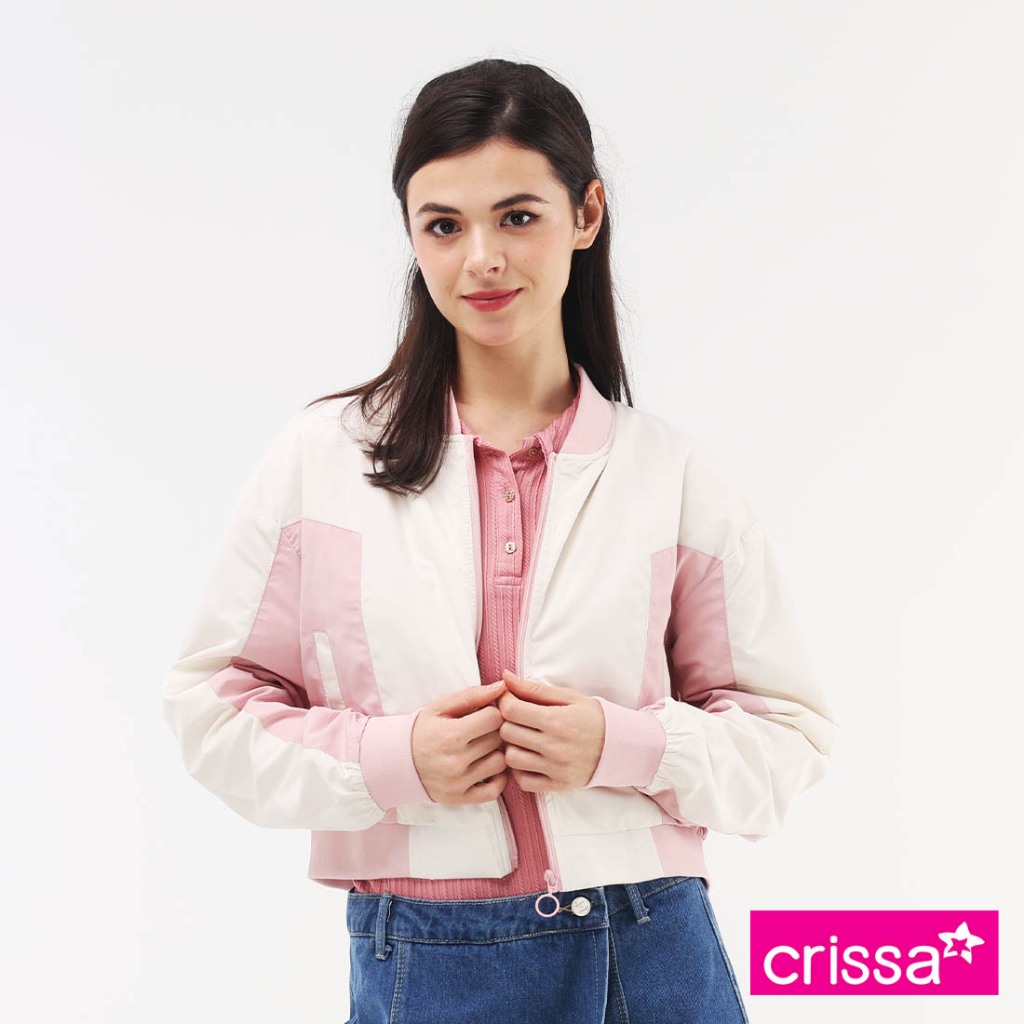 Crissa Long Sleeves Color Blocking Water Repellent Crop Jacket CLT30 ...