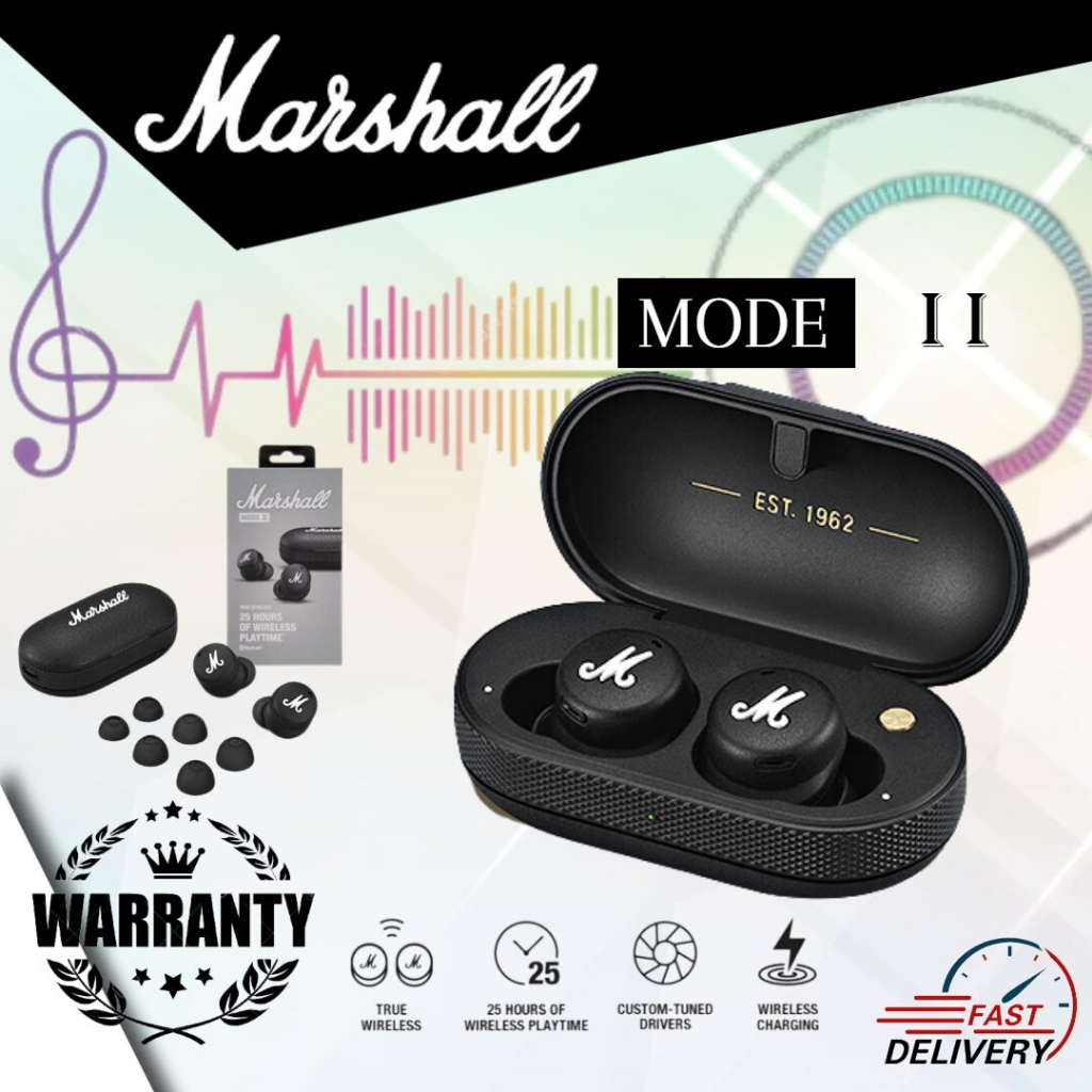 Marshall Mode II Mode III Bluetooth Wireless Earphones Deep Bass ...