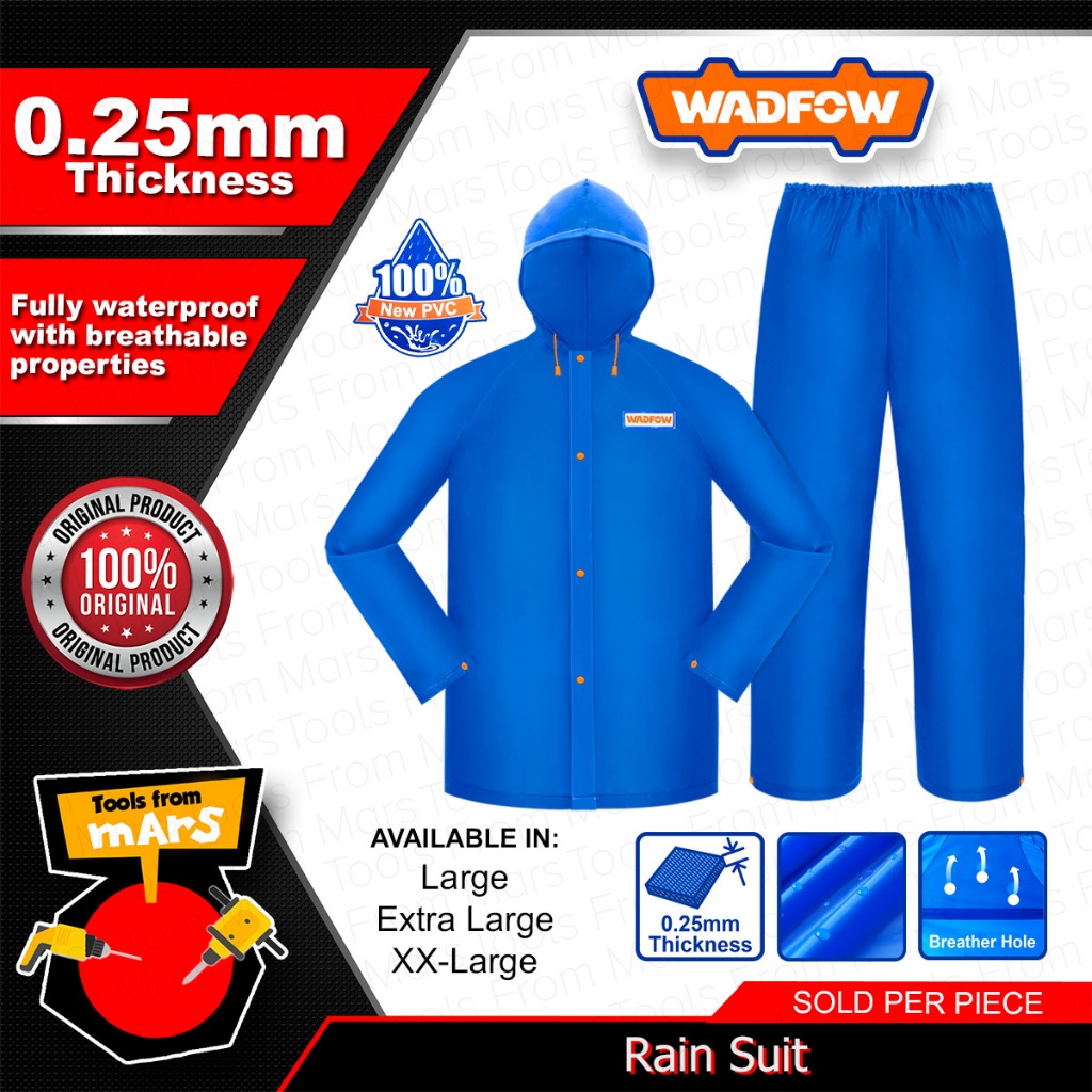 Wadfow Rain Suit L | XL | XXL Waterproof Rain Coat Set Jacket And Pants ...