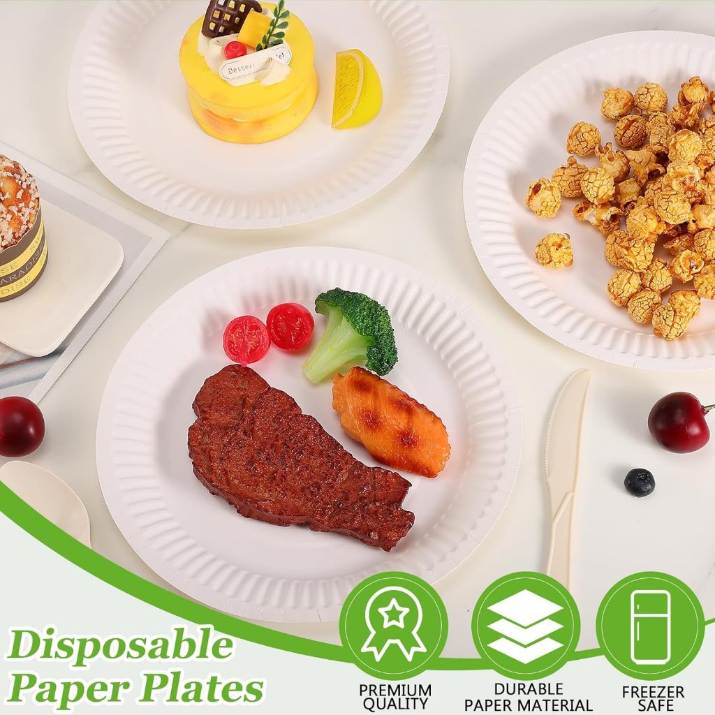 H&L 9 Inches Disposable Paper Plate Uncoated White Paper Plate Party ...