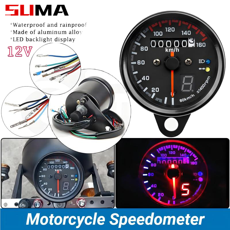 Universal Motorcycle Cafe Racer Speedometer odometer Gauge 0-160 km/u ...