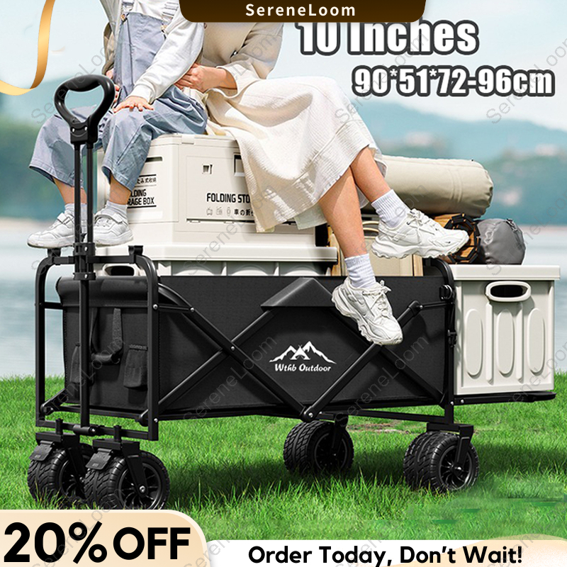 SereneLoom Folding Camping Wagon Big Wheels Heavy Duty Trolley Cart for ...