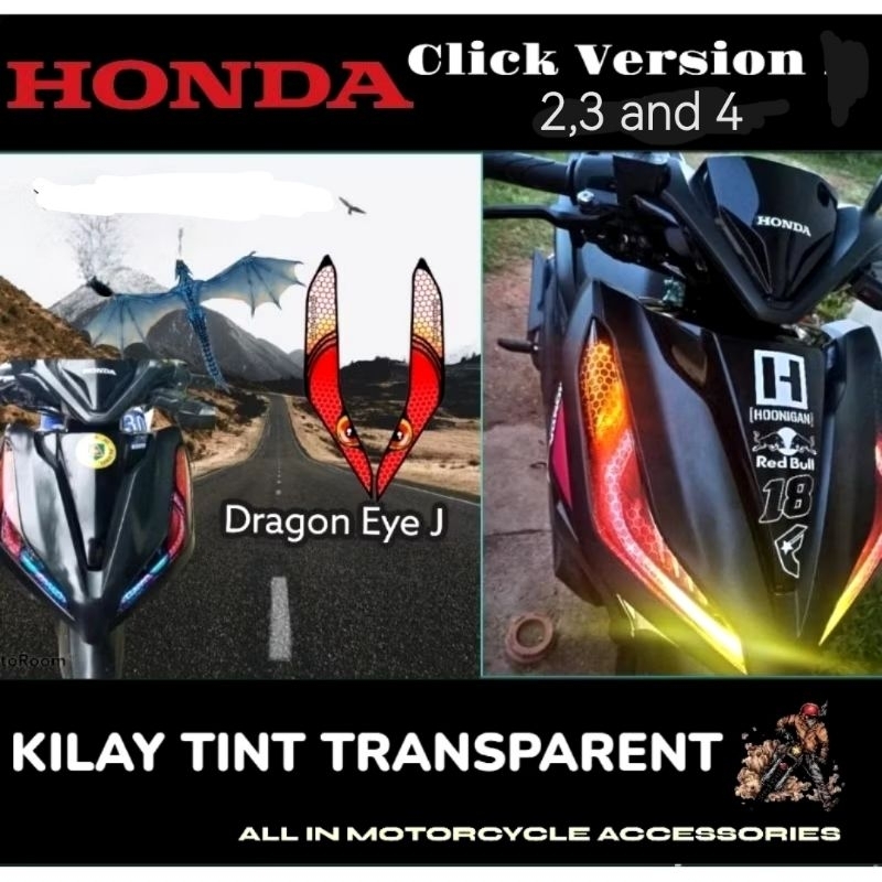 Honda Click Version 2,3 and 4 Kilay Tint Dragon Design Transparent ...