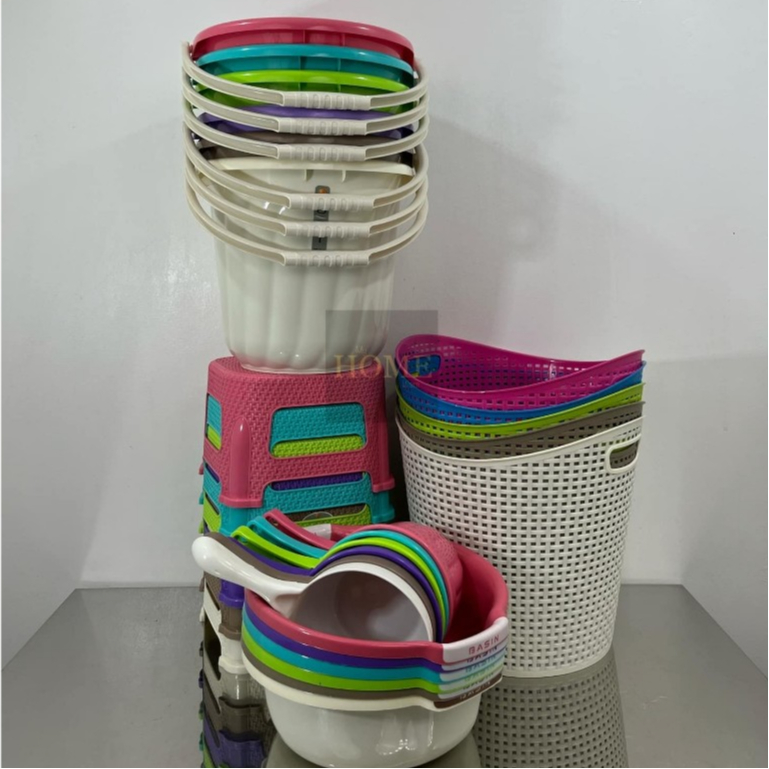 UNIK Colorful All in 5in1 / Set of Plastic Pail, Basin, Basket, Stool ...