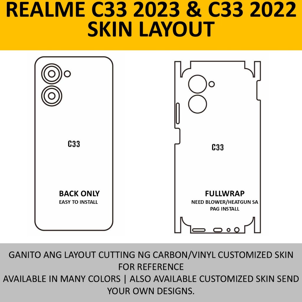 REALME C33 2023 C33 2022 CARBON SKIN CUSTOMIZED SKIN VINYL STICKER ...