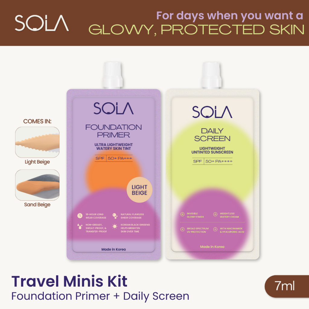 Sola Travel Minis Kit (Foundation Primer 7ml + Daily Screen 7ml) | Shopee Philippines