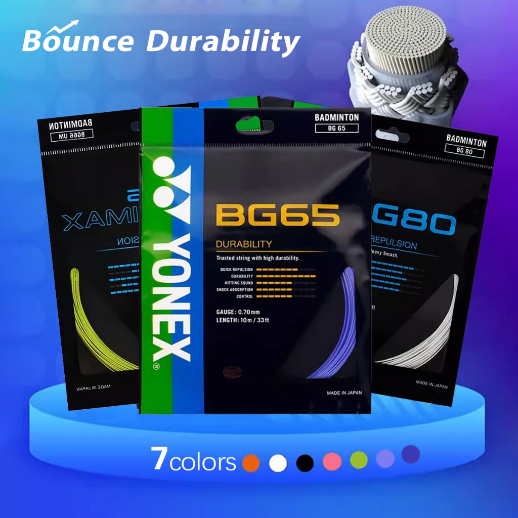Yonex (Various Models And Color) Badminton String Elastic Durable BG ...