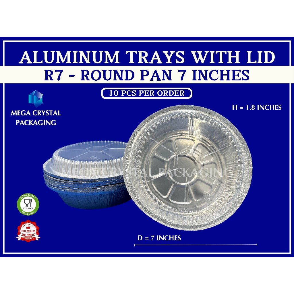 [ 10 Pcs. ] Aluminum Trays 750/45 Round 7 inches Cake Pan with Lid ...