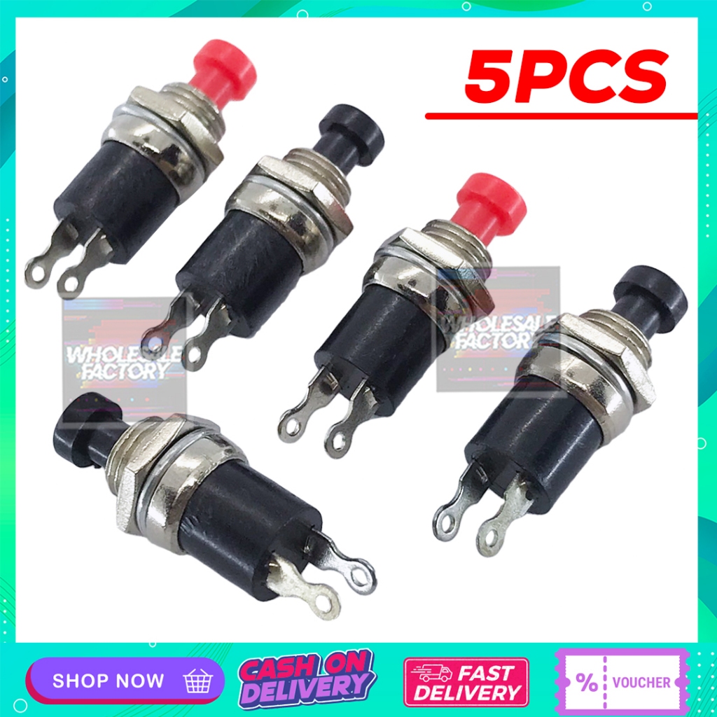 WHOLESALE 5PCS SPST Momentary 2 Pins Push Button On-Off AC 250V 1A ...