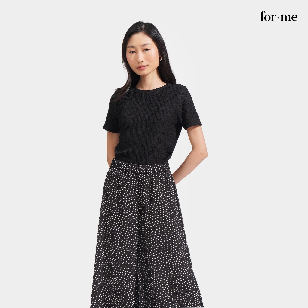 ForMe Textured Tee T-Shirt For Women (Black) | Shopee Philippines