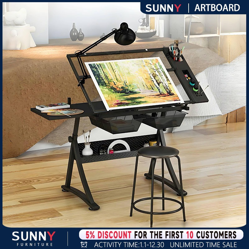 SUNNY Art Lifting Adjustable Angle Drawing Board Inclined Drawing Board ...