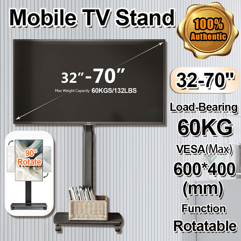 TV Stand Monitor Horizontal/Vertical Rotation 32-70 Inch Screen Movable Rack Floor Base | Shopee ...