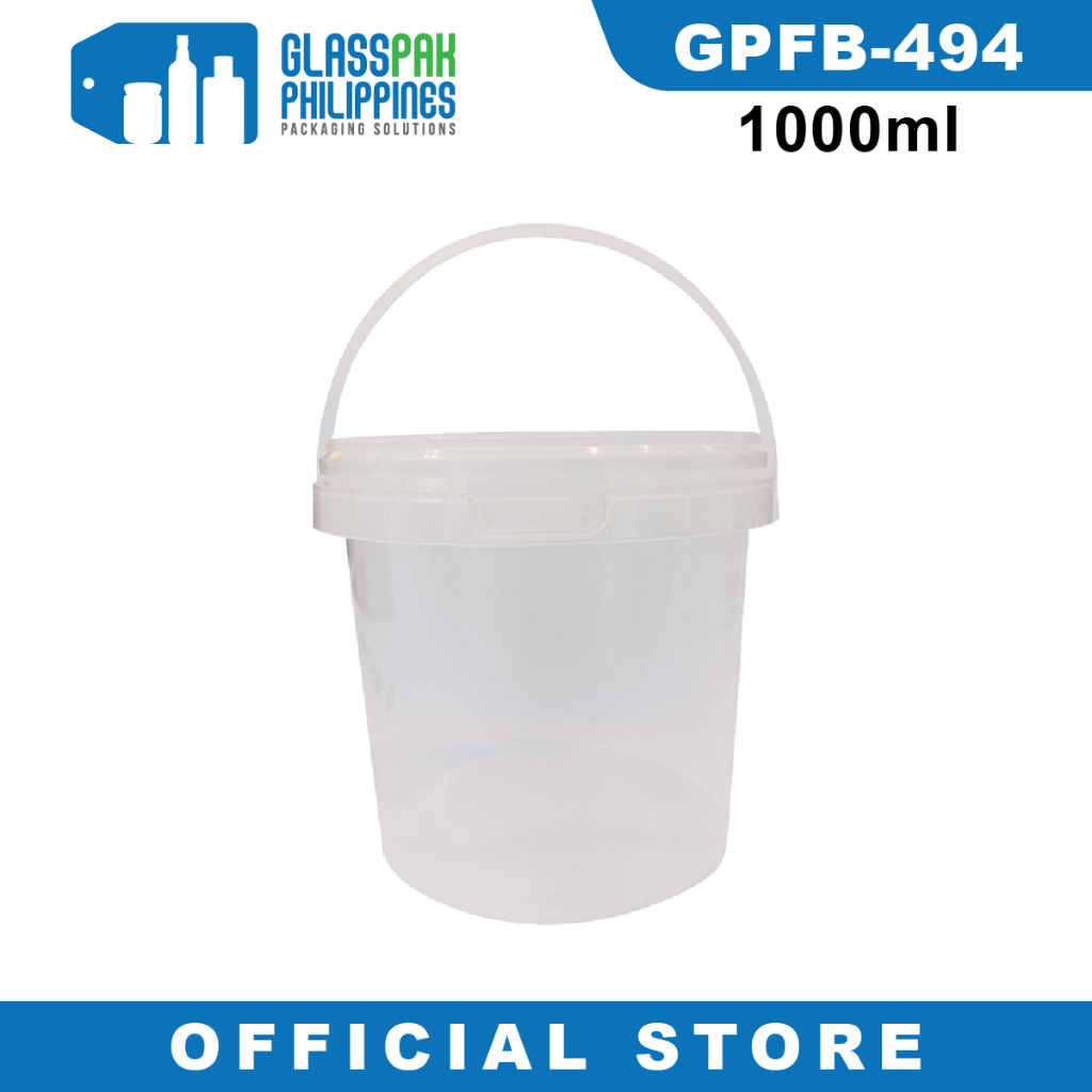 Glasspak 500ml 1000ml Plastic Bucket Empty Clear Pale Storage Container ...
