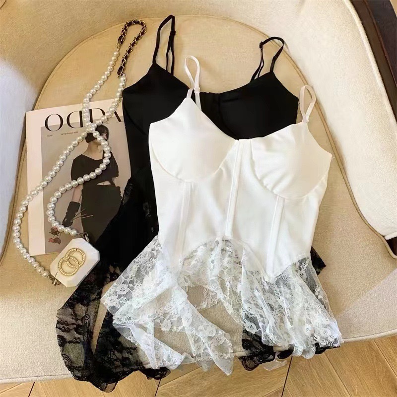 New style temperament hot girl design irregular ruffle camisole underwear fixed cup breast pad ...