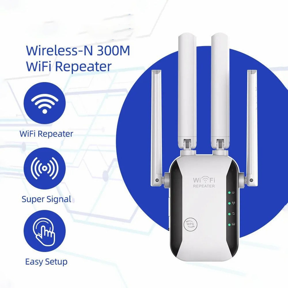 Wi-Fi Repeater 300Mbps Network Wireless Router WiFi Booster Fast Speed ...