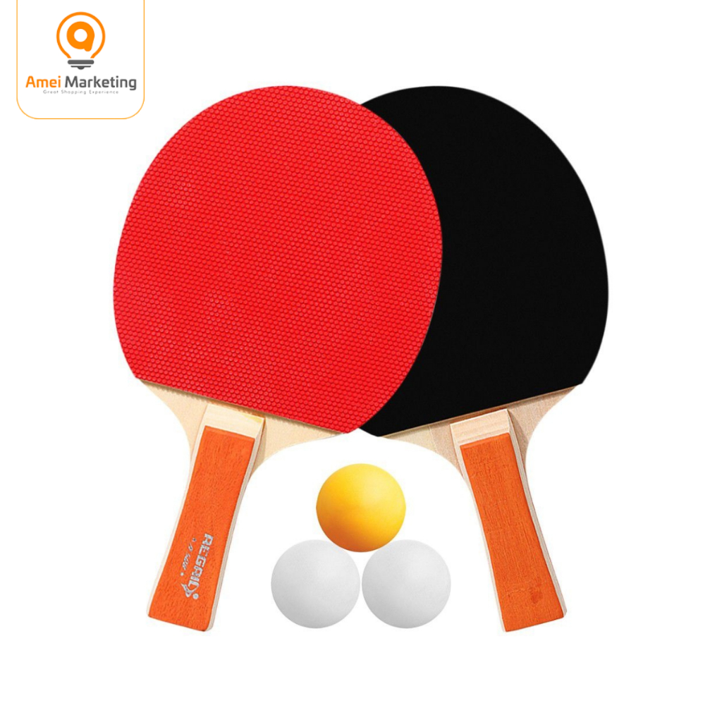 AMEI Table Tennis Racket/ Ping Pong Paddle Set with( 2 Bats and 3 Ping ...