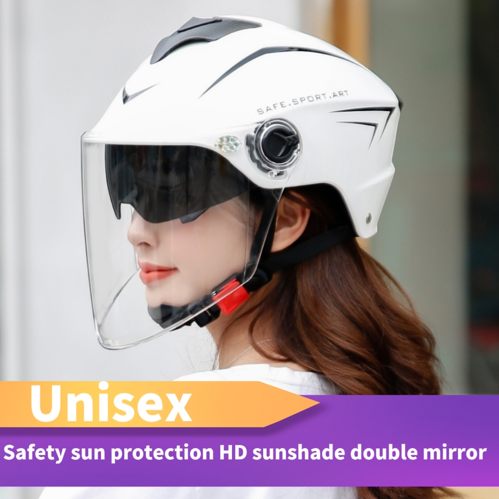 Unisex Motorcycle Double Mirror Half Face Helmet | Shopee Philippines