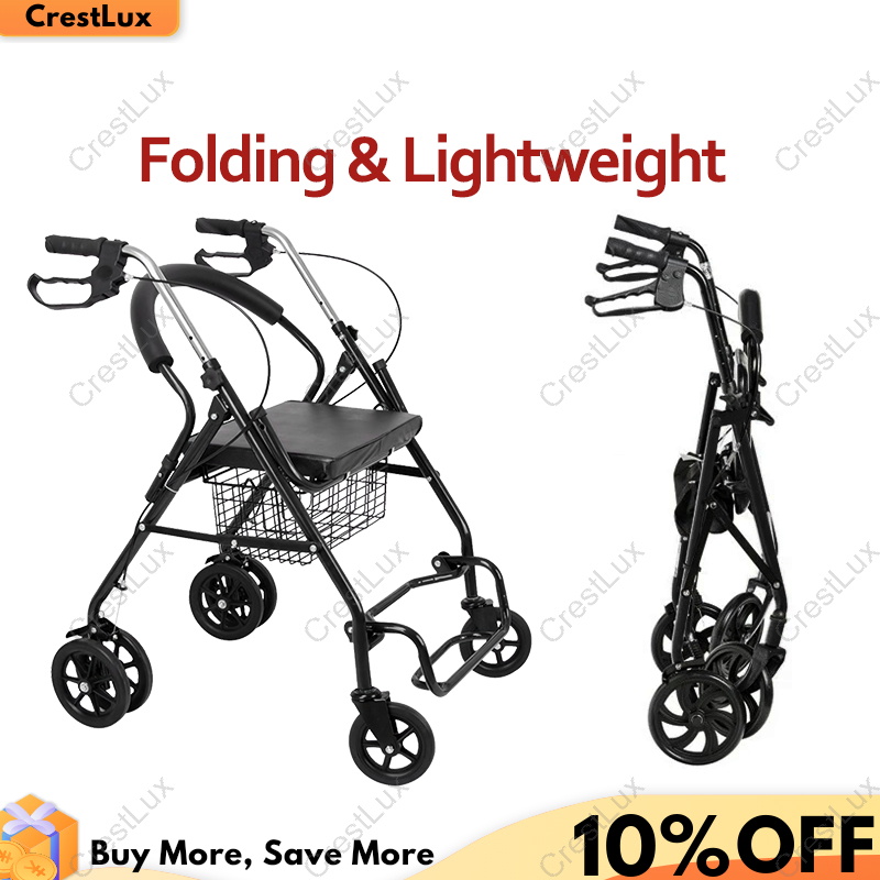 CrestLux Wheelchair Foot Rest Portable Medical Foldable Rollator Walker ...