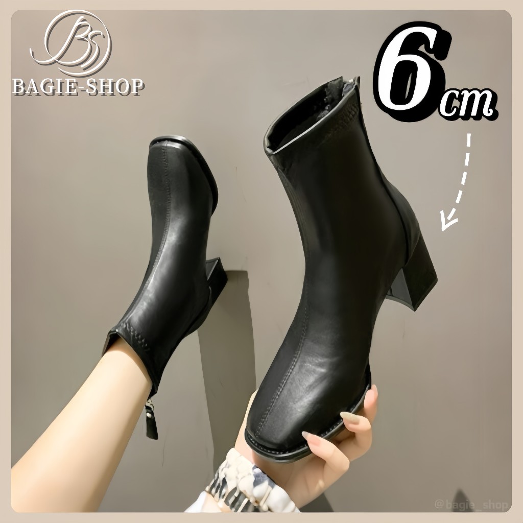 BS Boots For Women New Leather Korean Chunky High Heels 6cm #MD110 ...