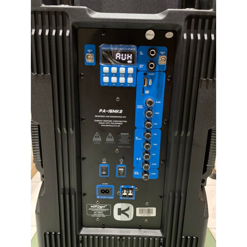 Konzert PA-15MK2 15 inch 500W Portable Trolley Speaker with USB/SD, FM ...