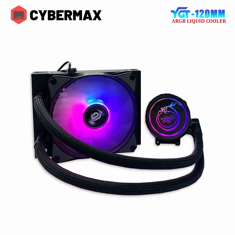 YGT Black Liquid Cooling Fan Heatsink 120mm RGB Liquid Cpu Cooler For Desktop Computer Case ...