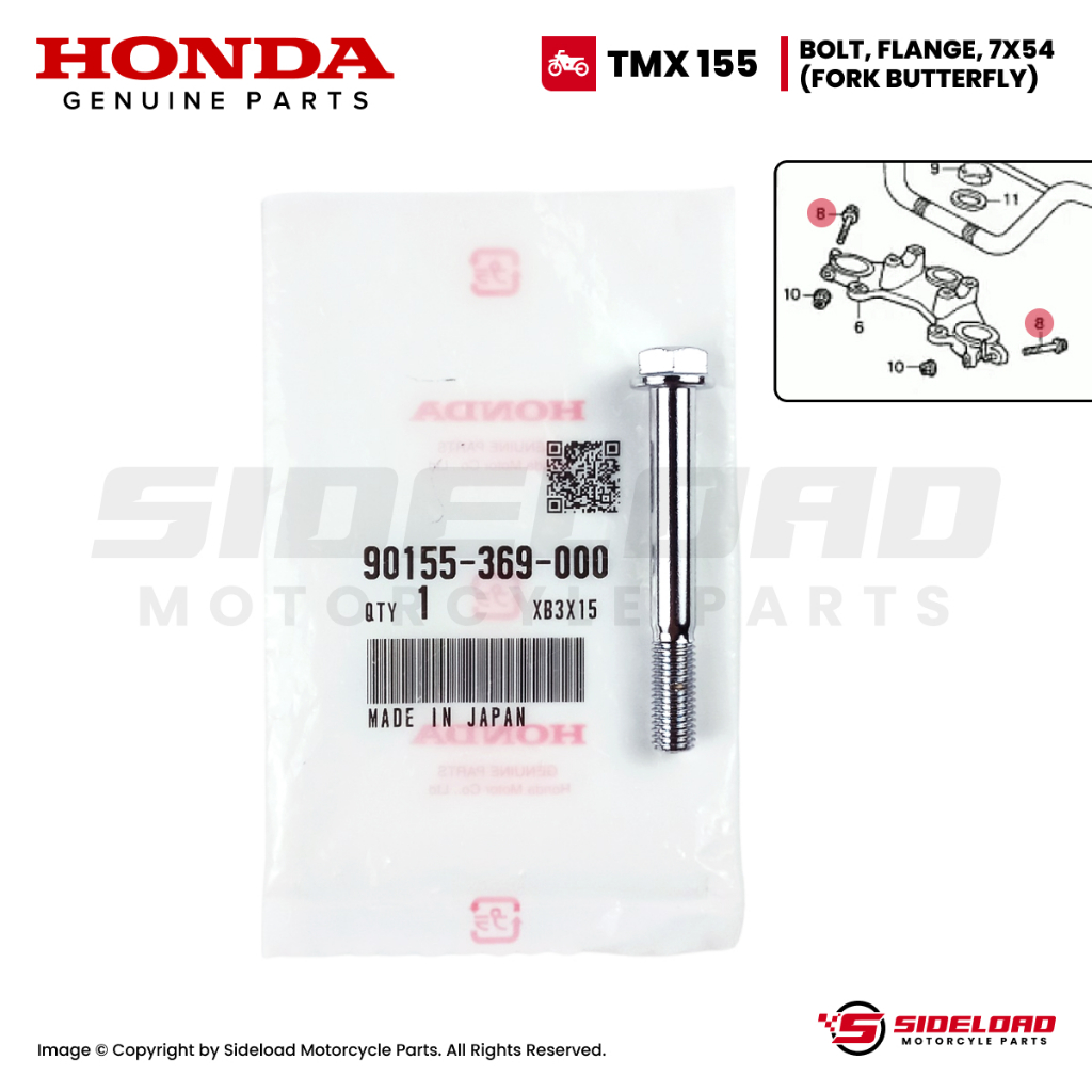 Bolt, Flange, 7x54 (Fork Butterfly) - TMX 155 - Honda Genuine (90155 ...