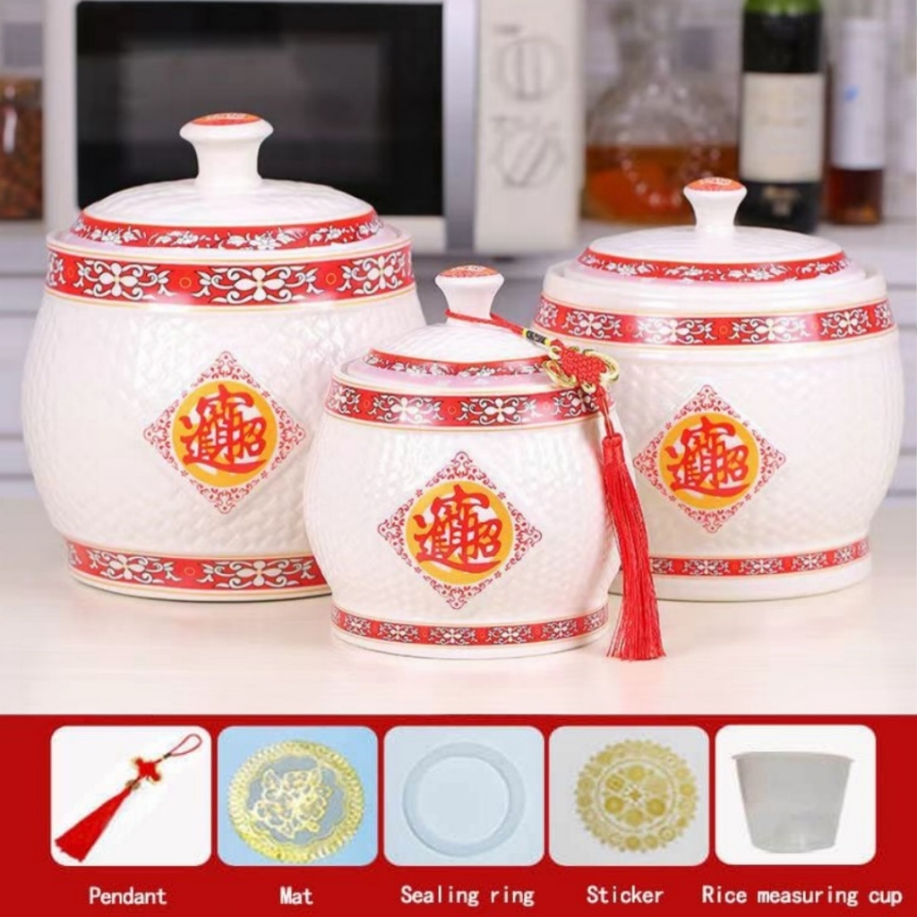 Ceramic Rice Storage Rice Vase Porcelain Rice Container Rice Pot ...