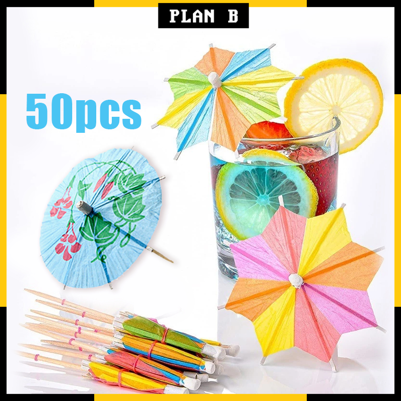 50pcs Mini Paper Umbrella For Coctktail , Cupcake Topper , Fruit Shakes ...