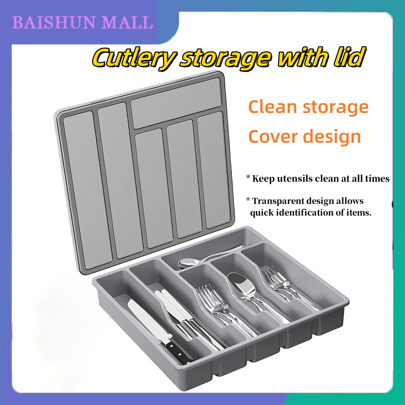 Cutlery Organizer With Cover,Utensil Organizer For Drawer, Cutlery ...