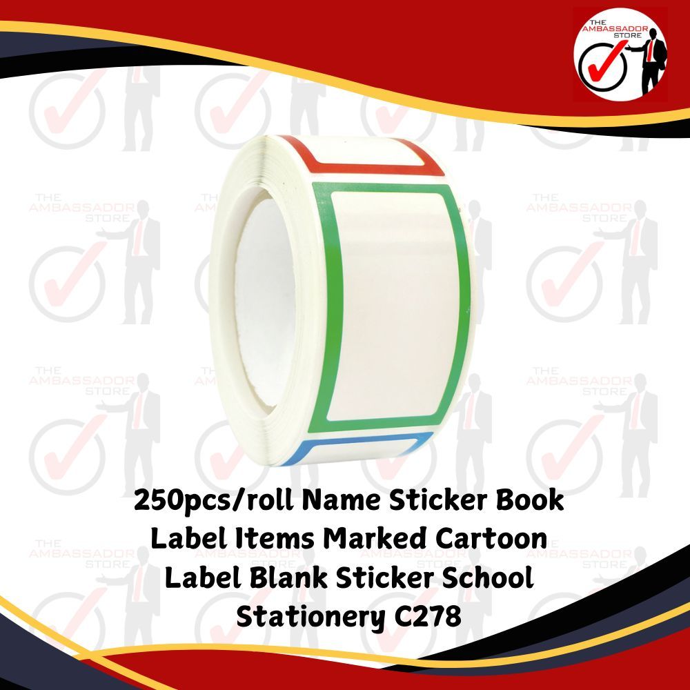 250pcs/roll Name Sticker Book Label Items Marked Cartoon Label Blank Sticker School Stationery ...
