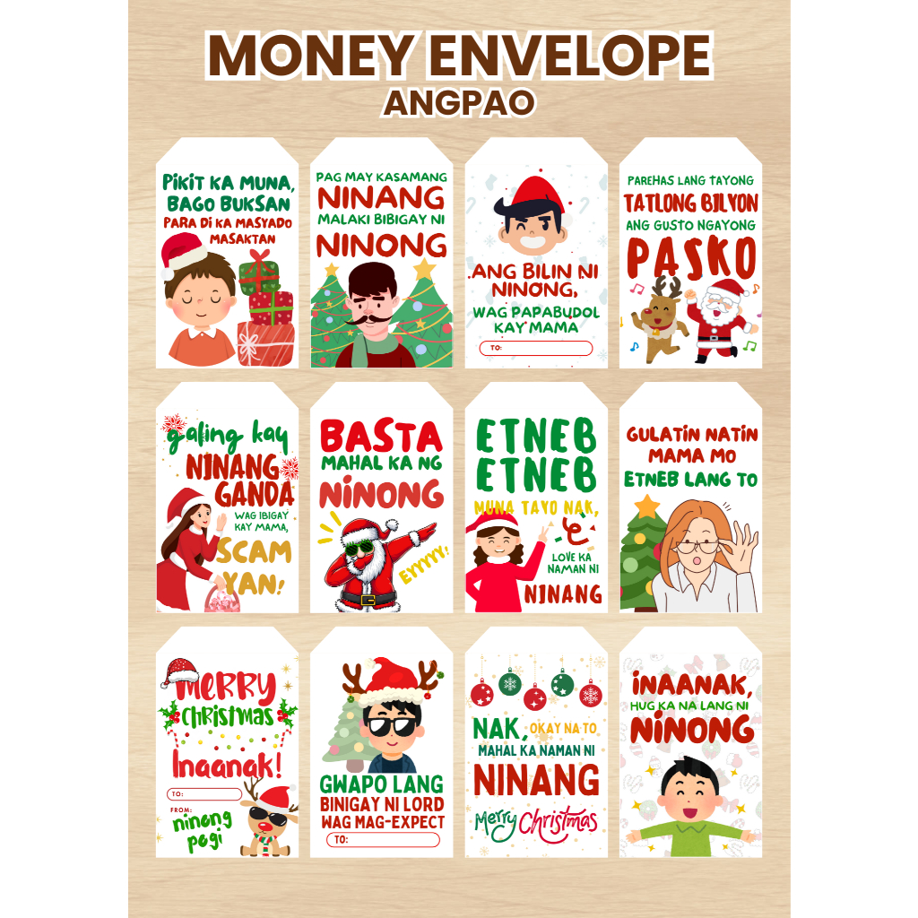 Personalized Christmas Witty Angpao | Money Envelope | Packed by 10 pcs ...