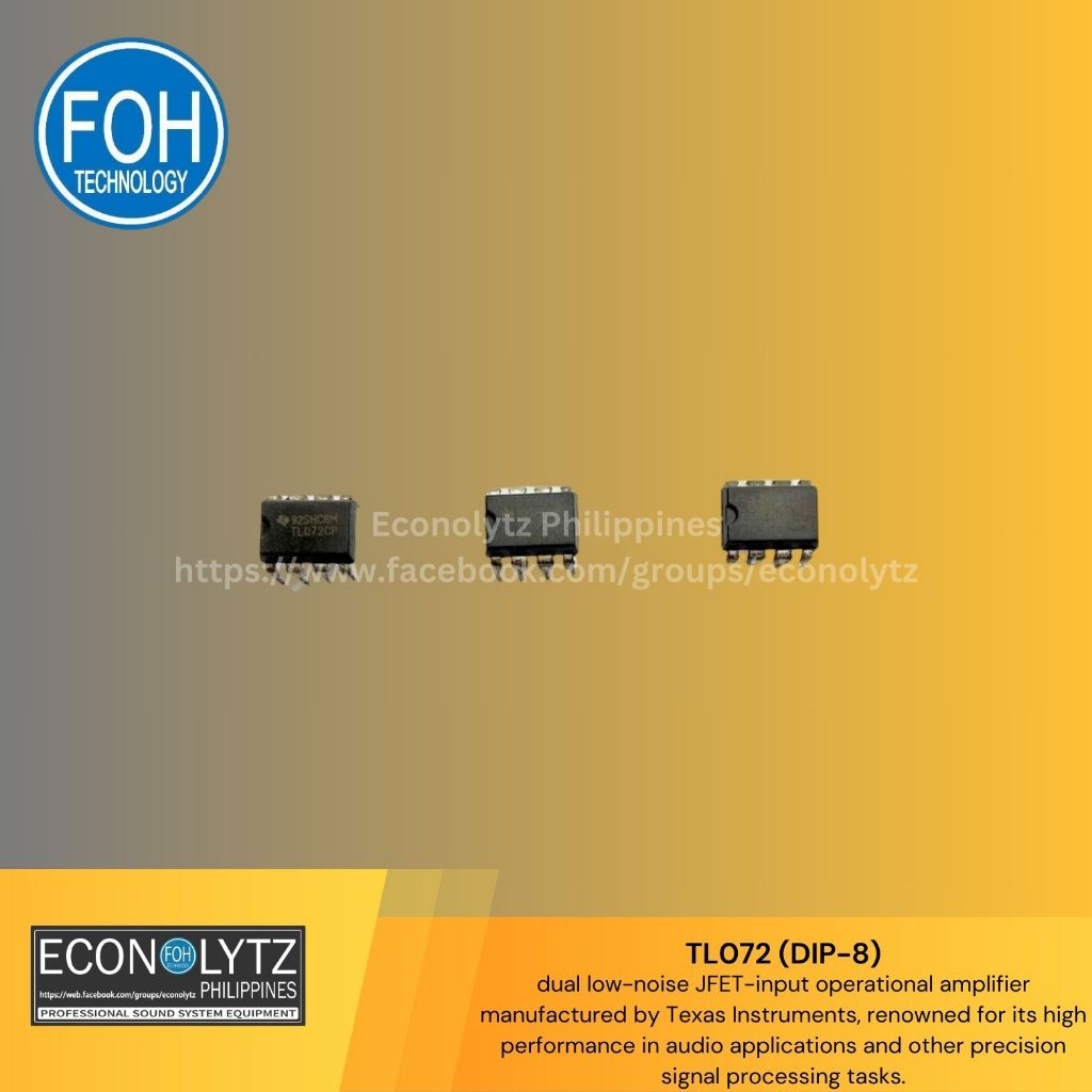 1PC ORIGINAL TL072CP TL072 (DIP-8) Dual low-noise JFET-input operational amplifier | Shopee ...