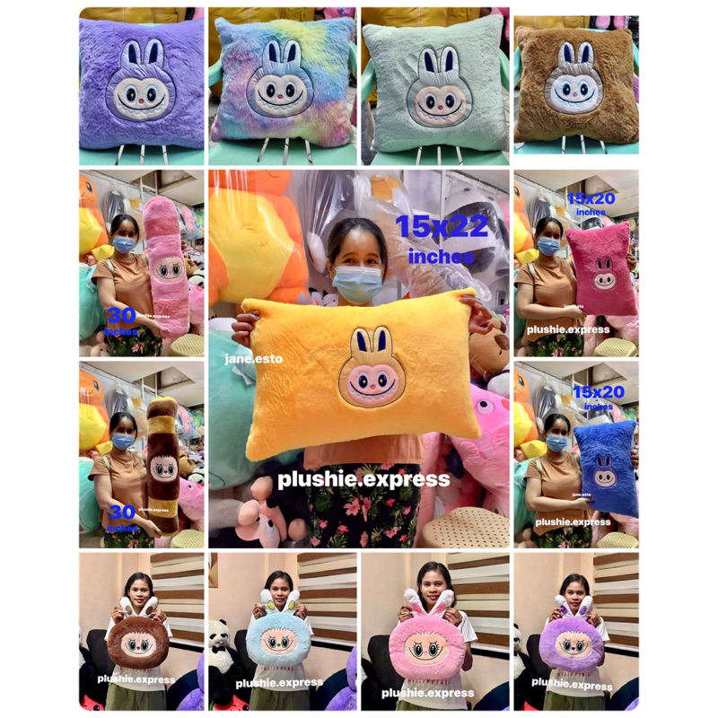 Mix & Match Labubu Design Plush Pillows & Bolster Set - Soft & Comfy ...