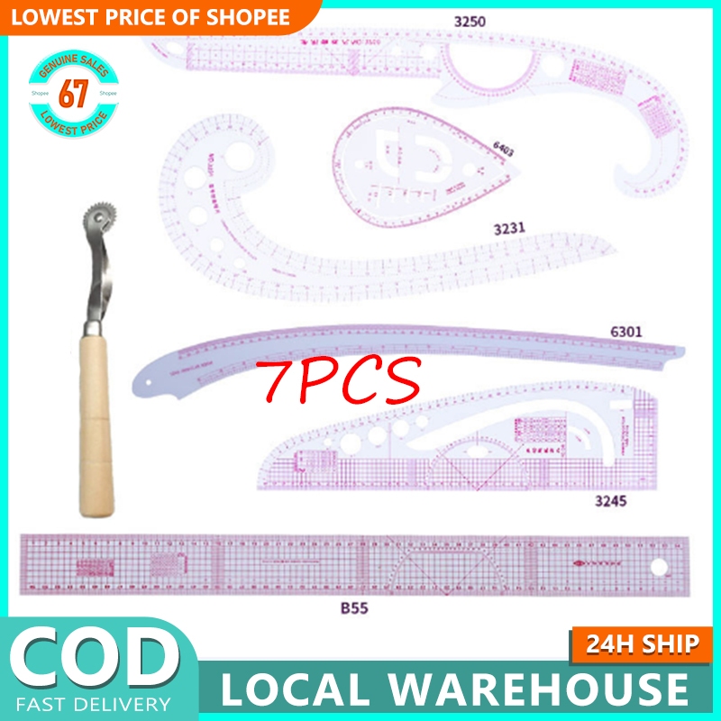 7/8/13/19 tailor measuring set sewing drawing ruler sleeve arm French ...