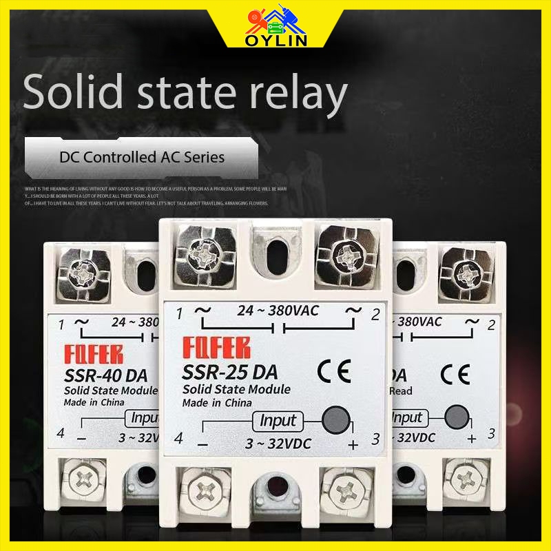Solid State Relay SSR-25DA 40DA Solid State Relay 25A 40A Single Phase Module 3-32V Input DC 24 ...
