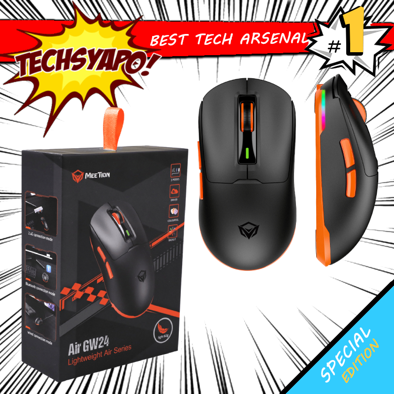 MEETION AIR GW24 WIRELESS GAMING MOUSE TRIMODE BLUETOOTH 2.4GHZ WIRED MODE | Shopee Philippines