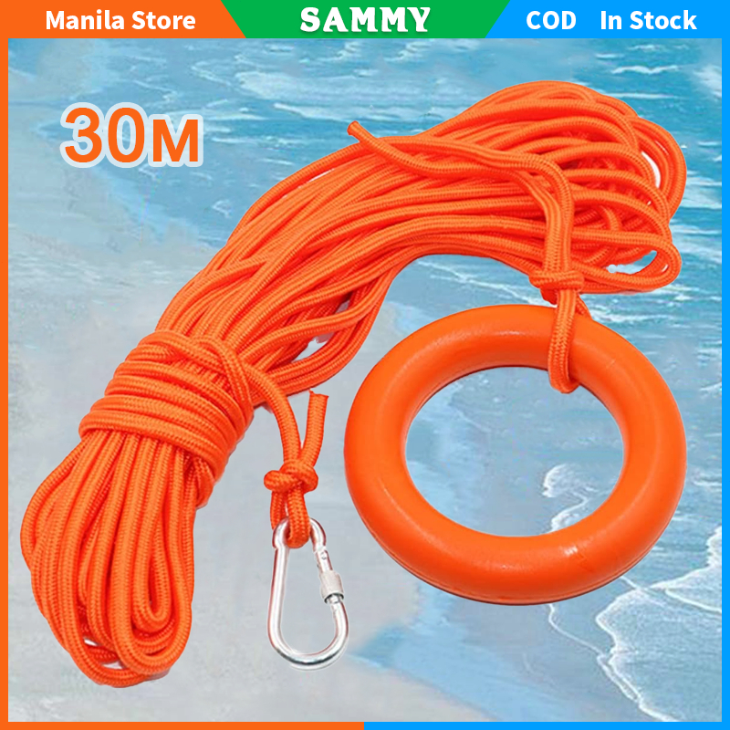 30m Floating Rescue Rope Orange-Red Fire Safety and Water Rescue Line ...